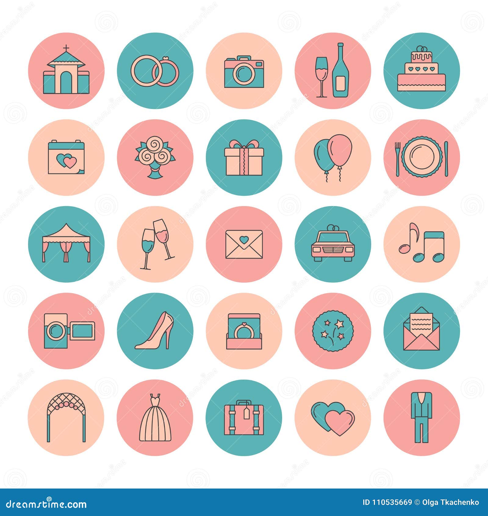 Set of Flat Wedding Icons. Flat Style. Vector Illustration Stock Vector ...