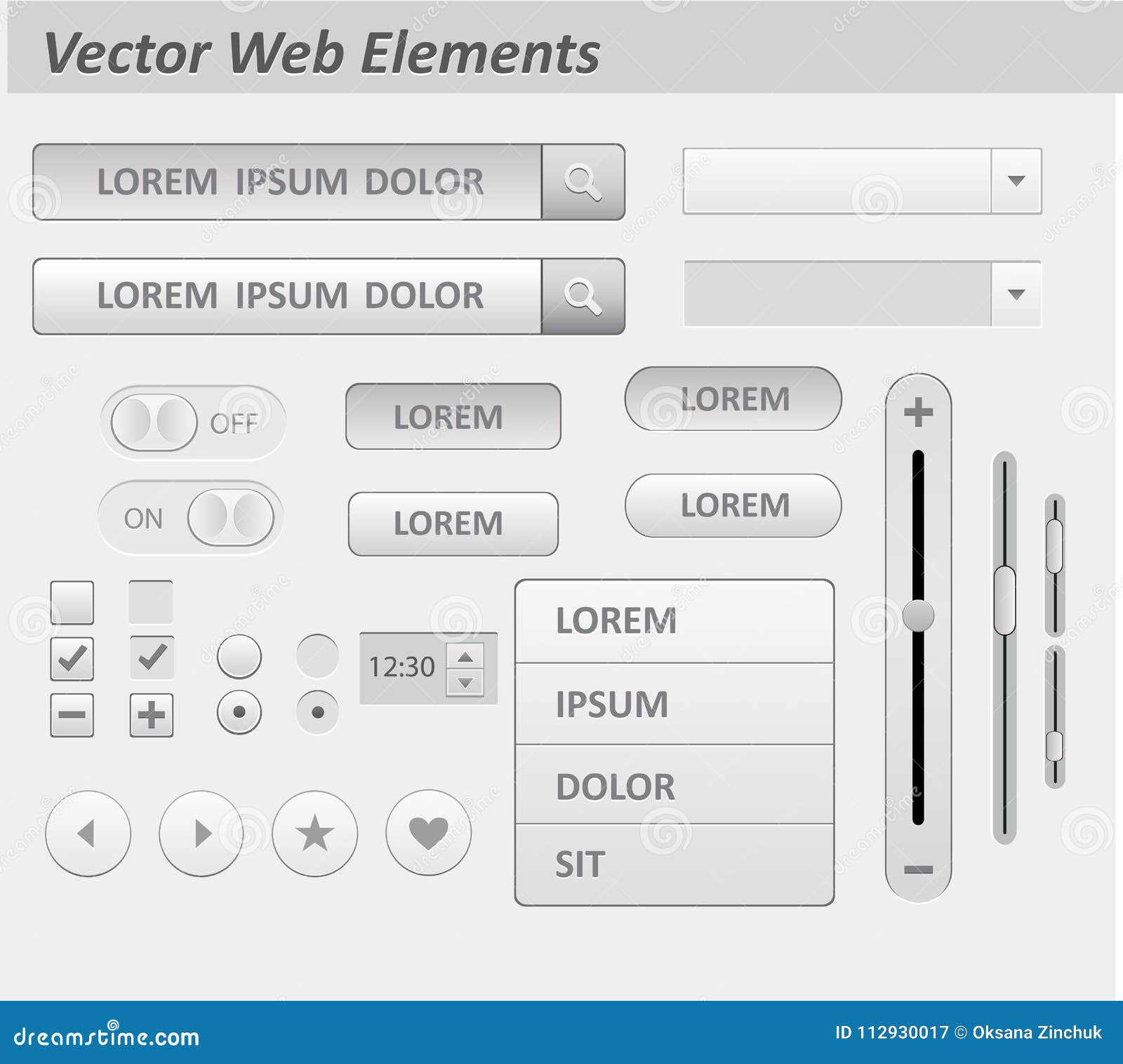 Set of Flat White Design UI and UX Elements Stock Vector - Illustration ...