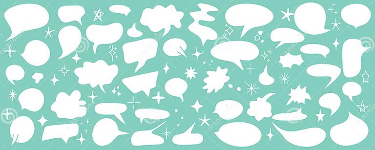 Set of Flat White Speech Bubbles, Text Boxes and Chat Boxes for ...