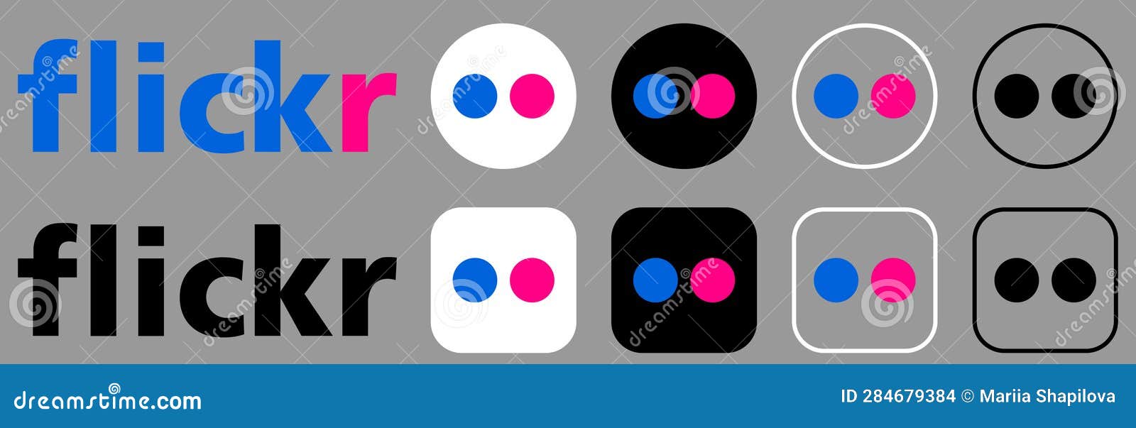 Set of Flickr logos editorial stock image. Illustration of hosting ...