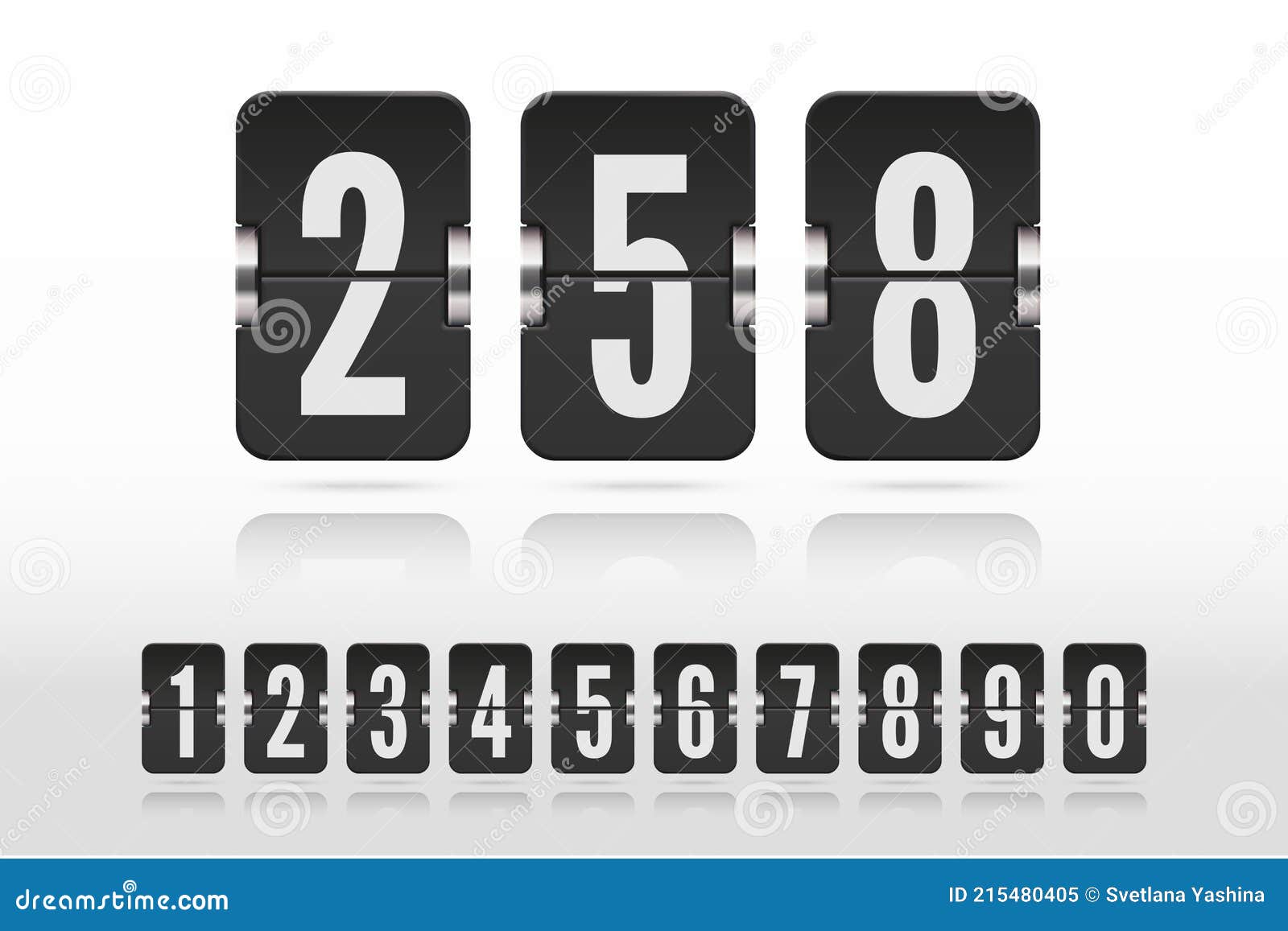 Set Of Flip Floating Numbers On A Mechanical Scoreboard With Reflection ...
