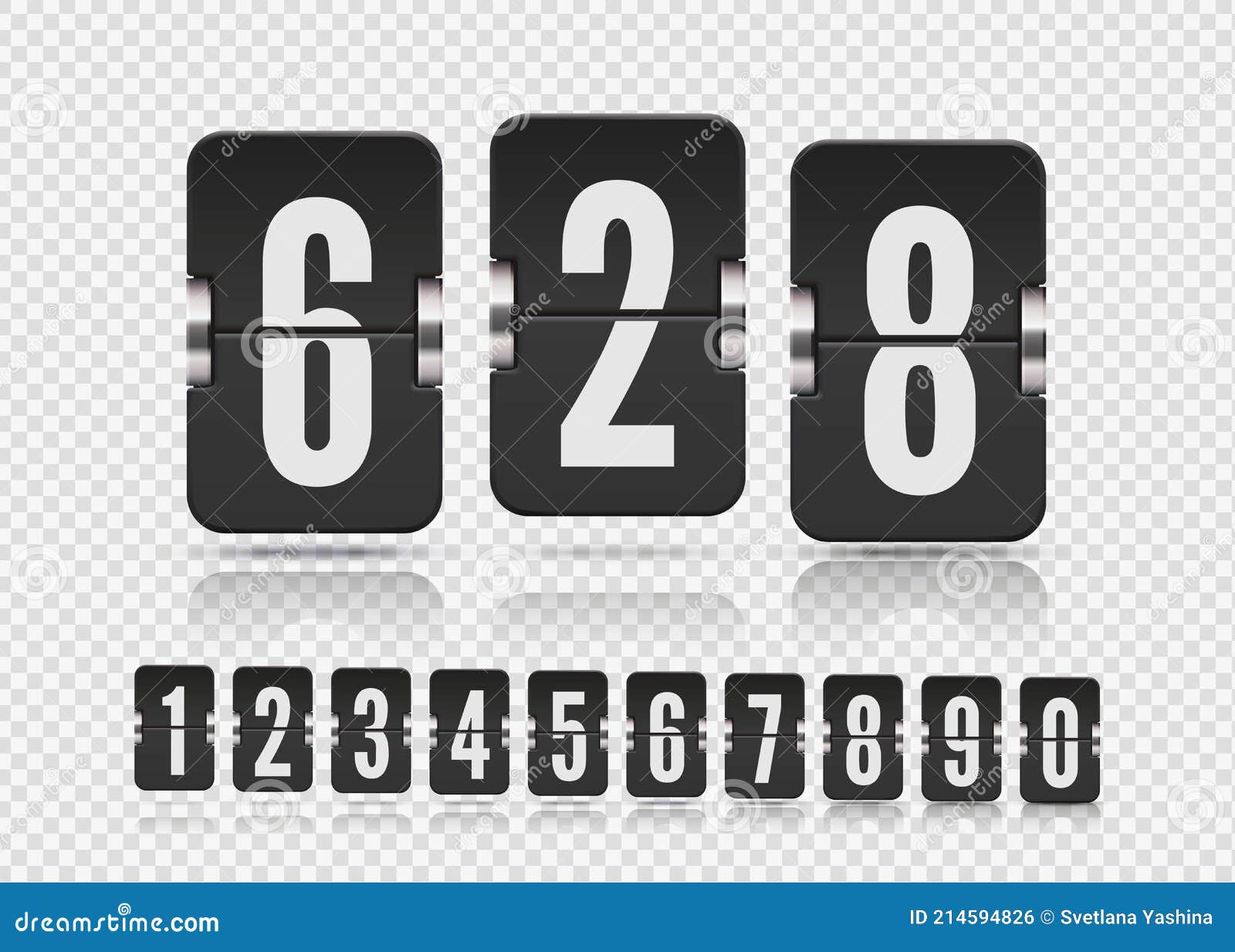 Set Of Flip Floating Numbers On A Mechanical Scoreboard With Reflection ...