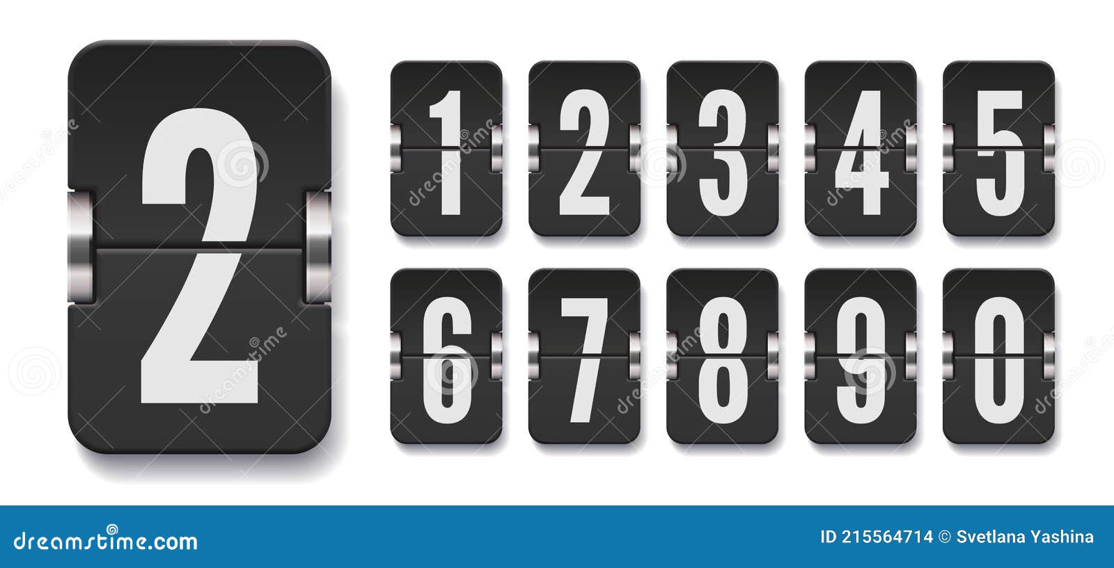 Set of Flip Score Board Numbers with Shadows for Countdown Timer or ...
