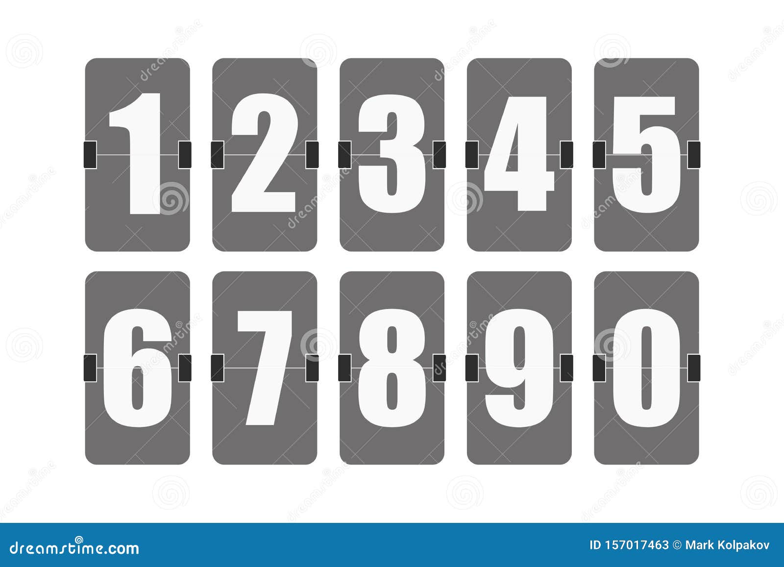 Set of Flipped Scoreboard Numbers in Flat Stock Illustration ...