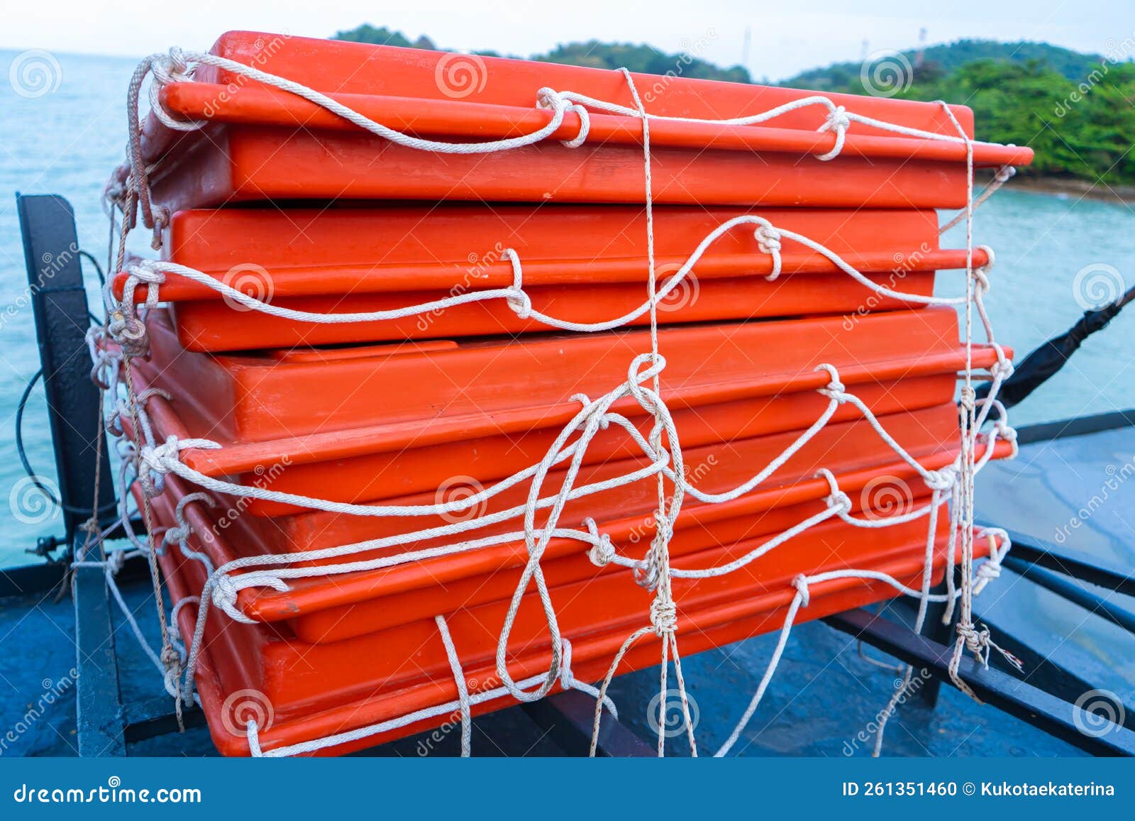 Set of Floating Buoys on the Deck of the Ferry Stock Photo - Image of ...
