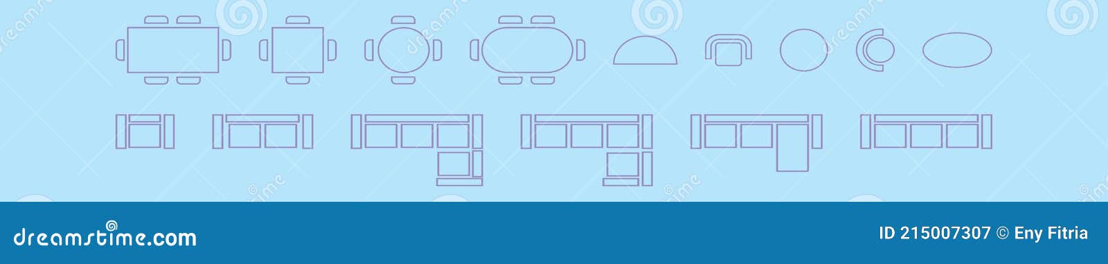 Set of Floor Plan Element Cartoon Icon Design Template with Various ...