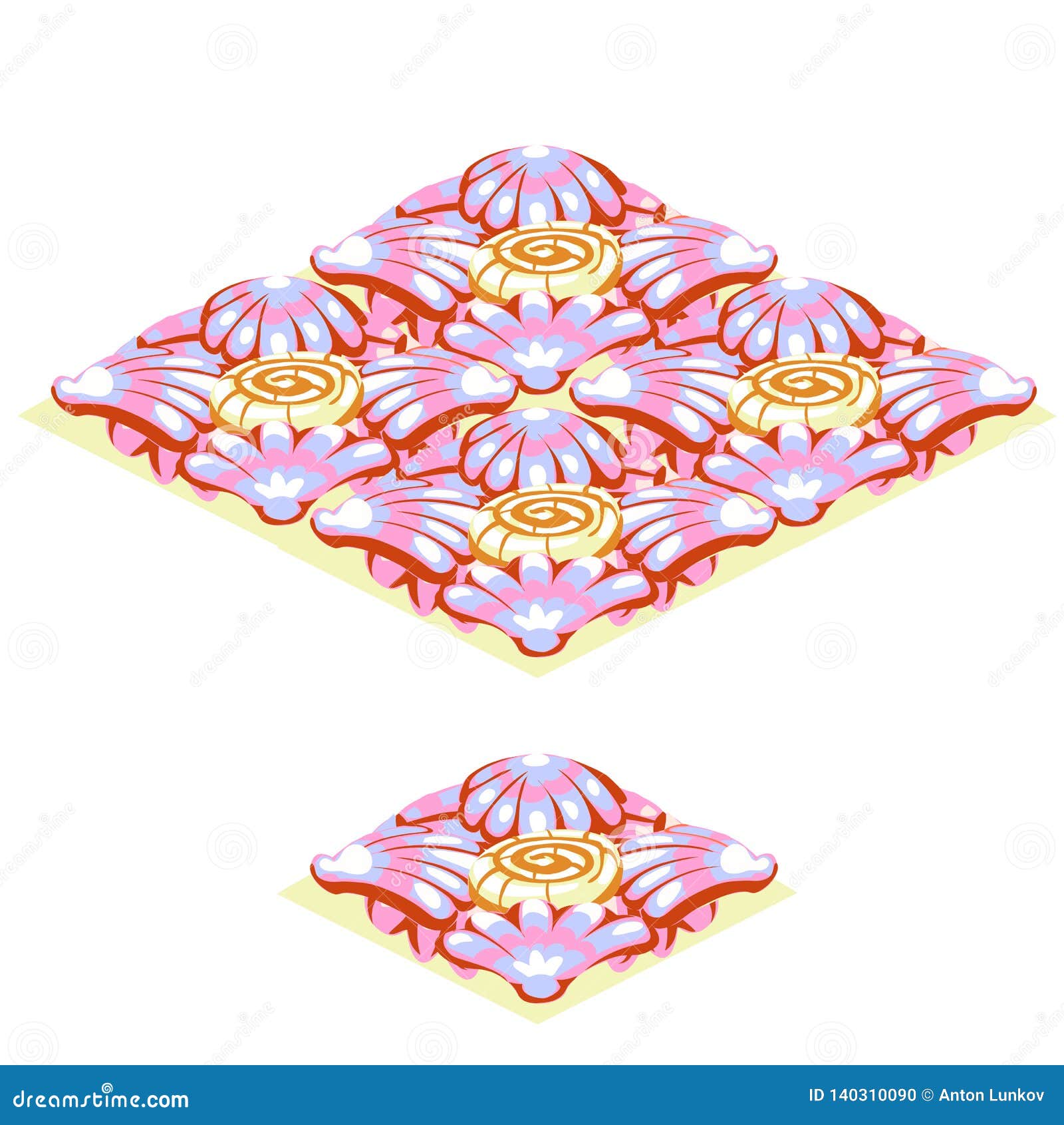 Set of Floor Tile with Texture of Pink Tropical Shells on the Sand ...