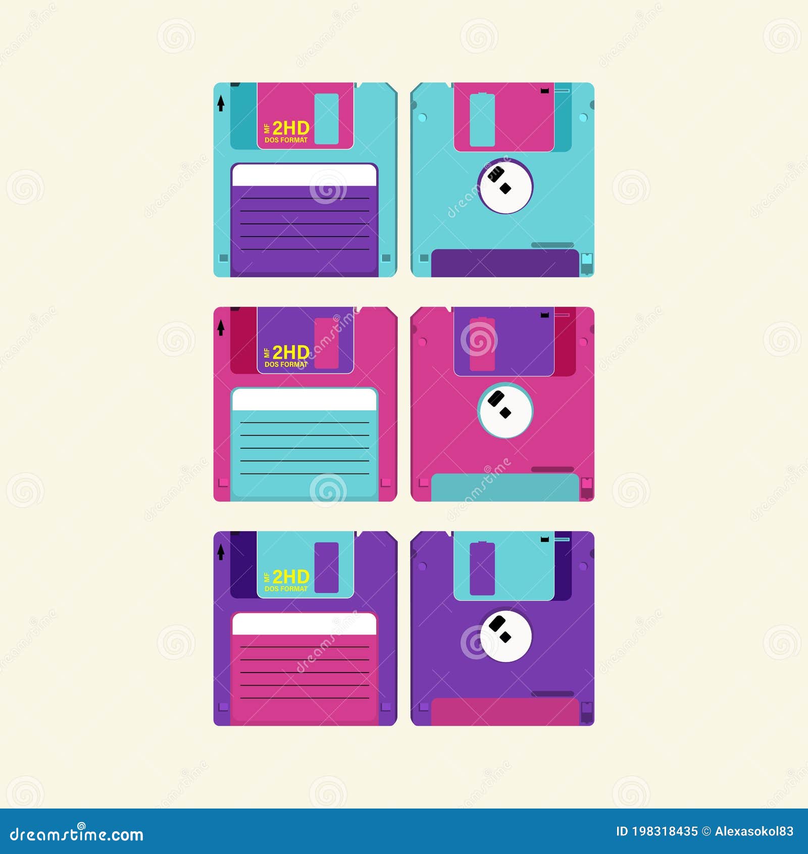 Set Floppy Disk for Computer on Beige Background. Diskette Sign Stock ...