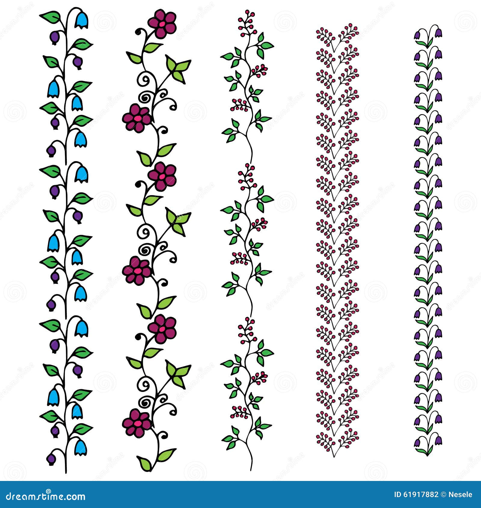 Set of floral borders stock vector. Illustration of abstract - 61917882