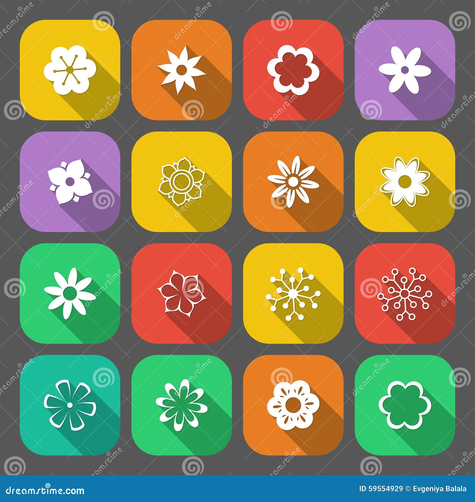 Set of Floral Buttons stock vector. Illustration of background - 59554929