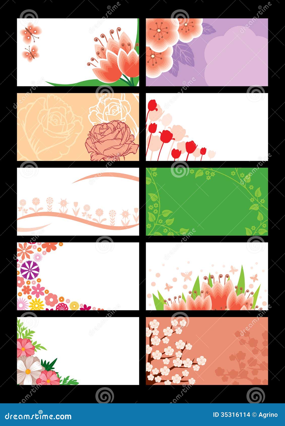 Set floral card stock vector. Illustration of background - 35316114