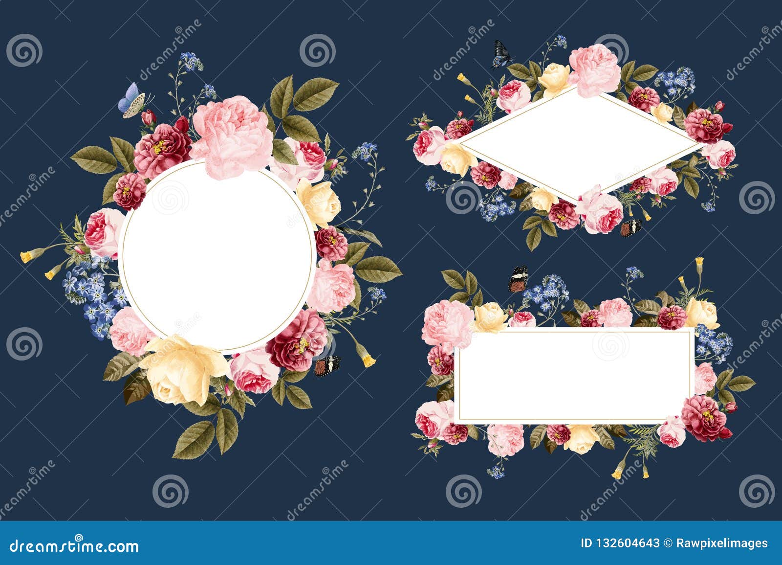 Set of Floral Card Templates Stock Vector - Illustration of frame ...