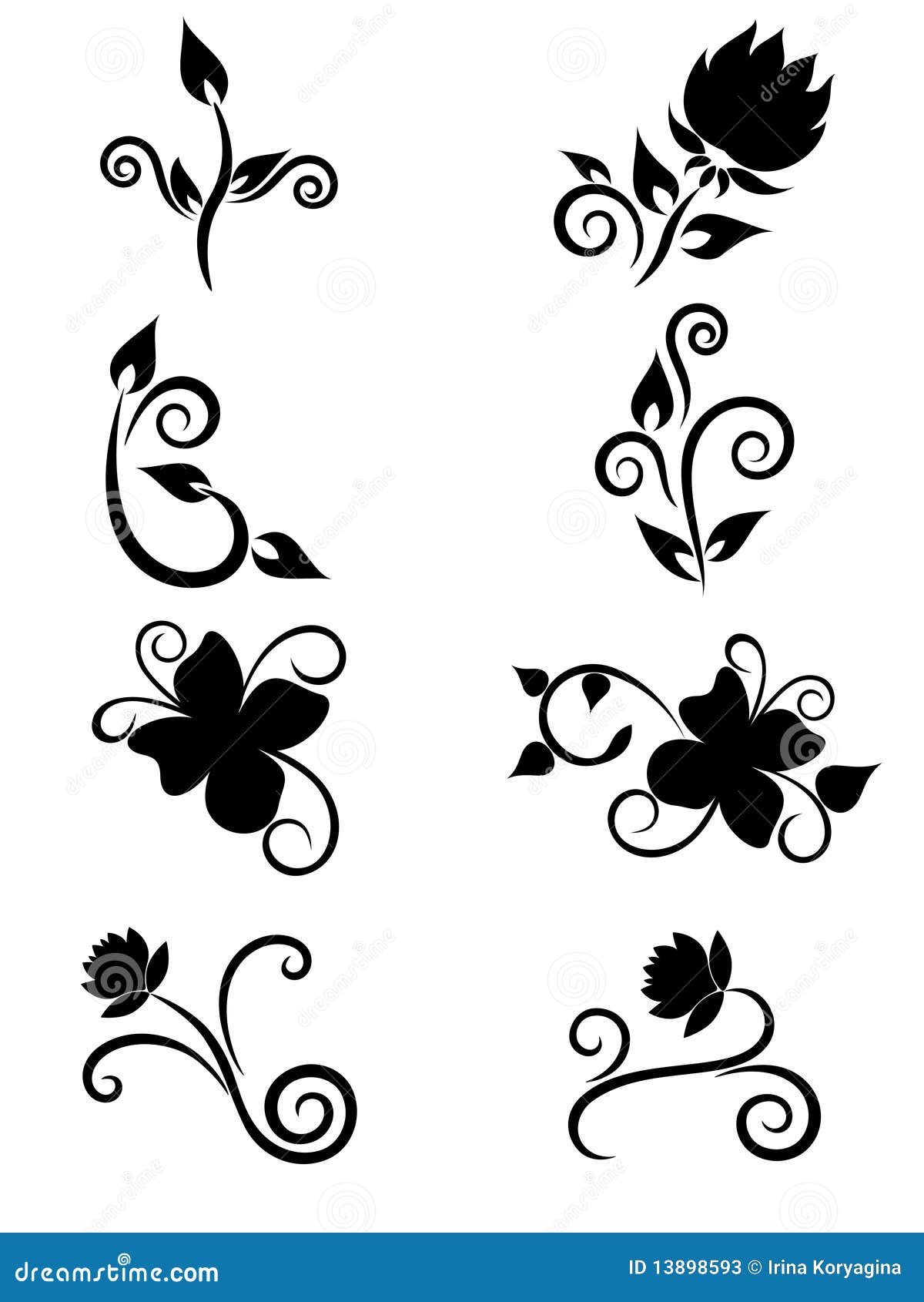 Set of Floral Element for Design Stock Vector - Illustration of flowers ...