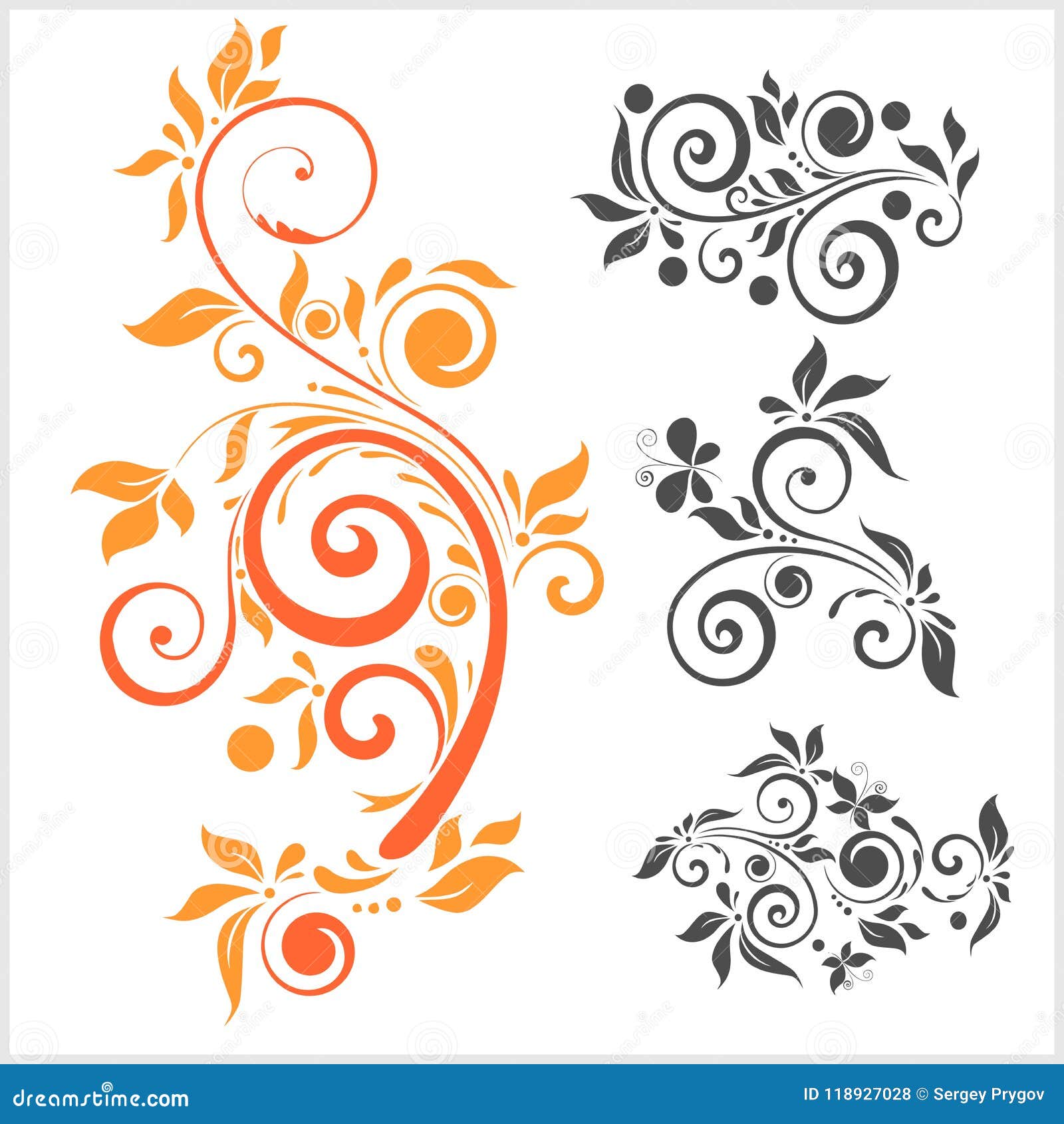 Set of Floral Elements for Design. Stock Vector - Illustration of ...
