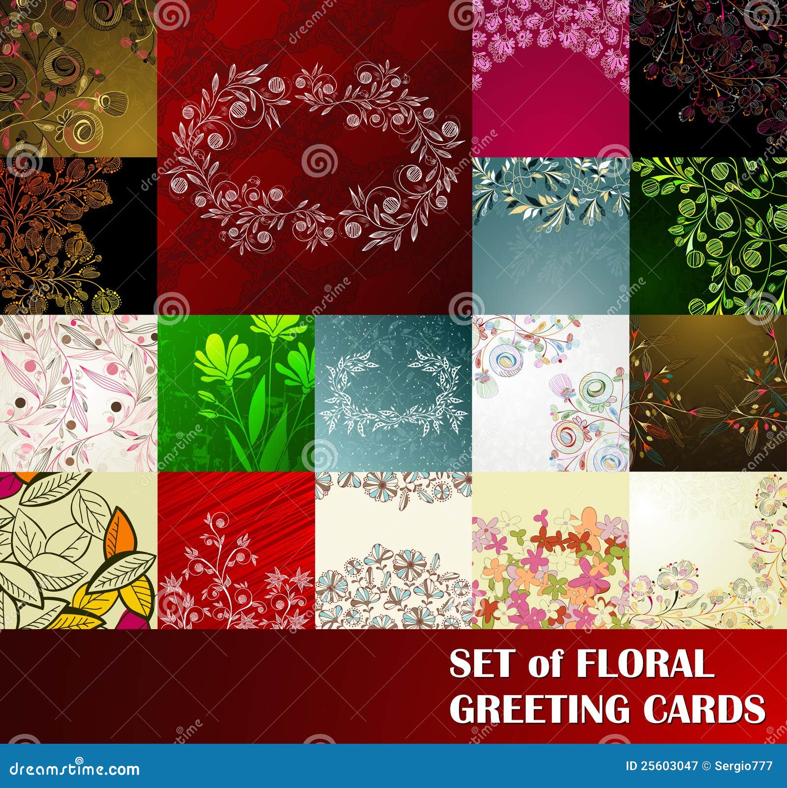 Set of Floral Greeting Cards Stock Vector - Illustration of design ...