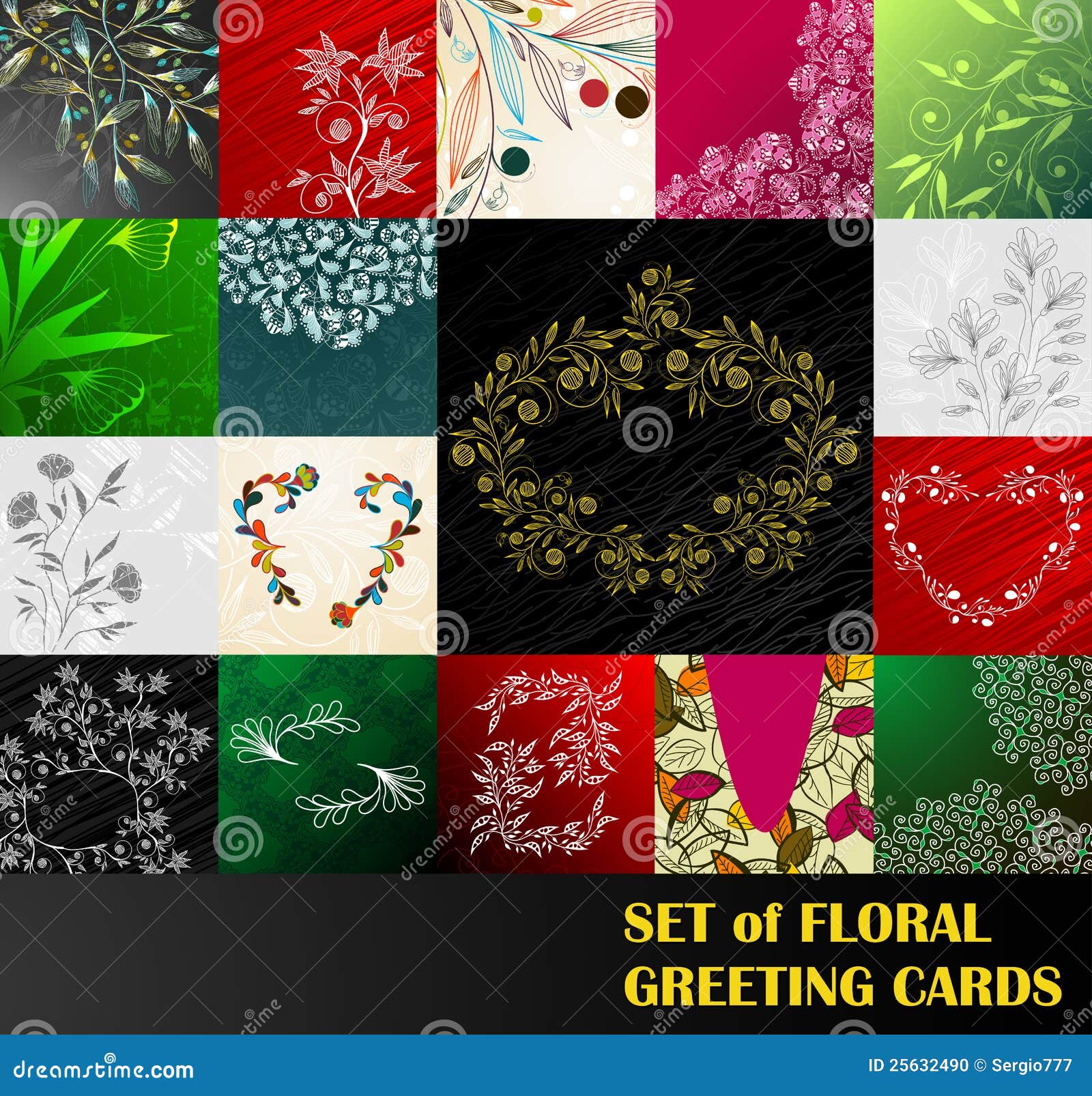 Set of Floral Greeting Cards Stock Vector - Illustration of creative ...