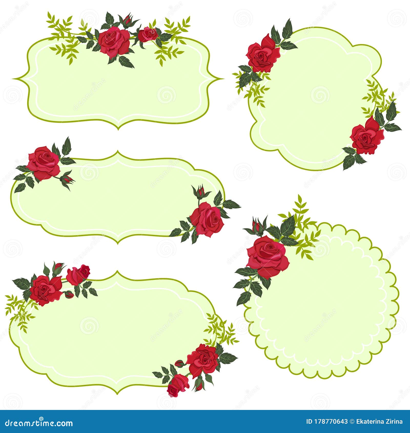 Set of Floral Labels Isolate on White Background. Vector Graphics Stock ...