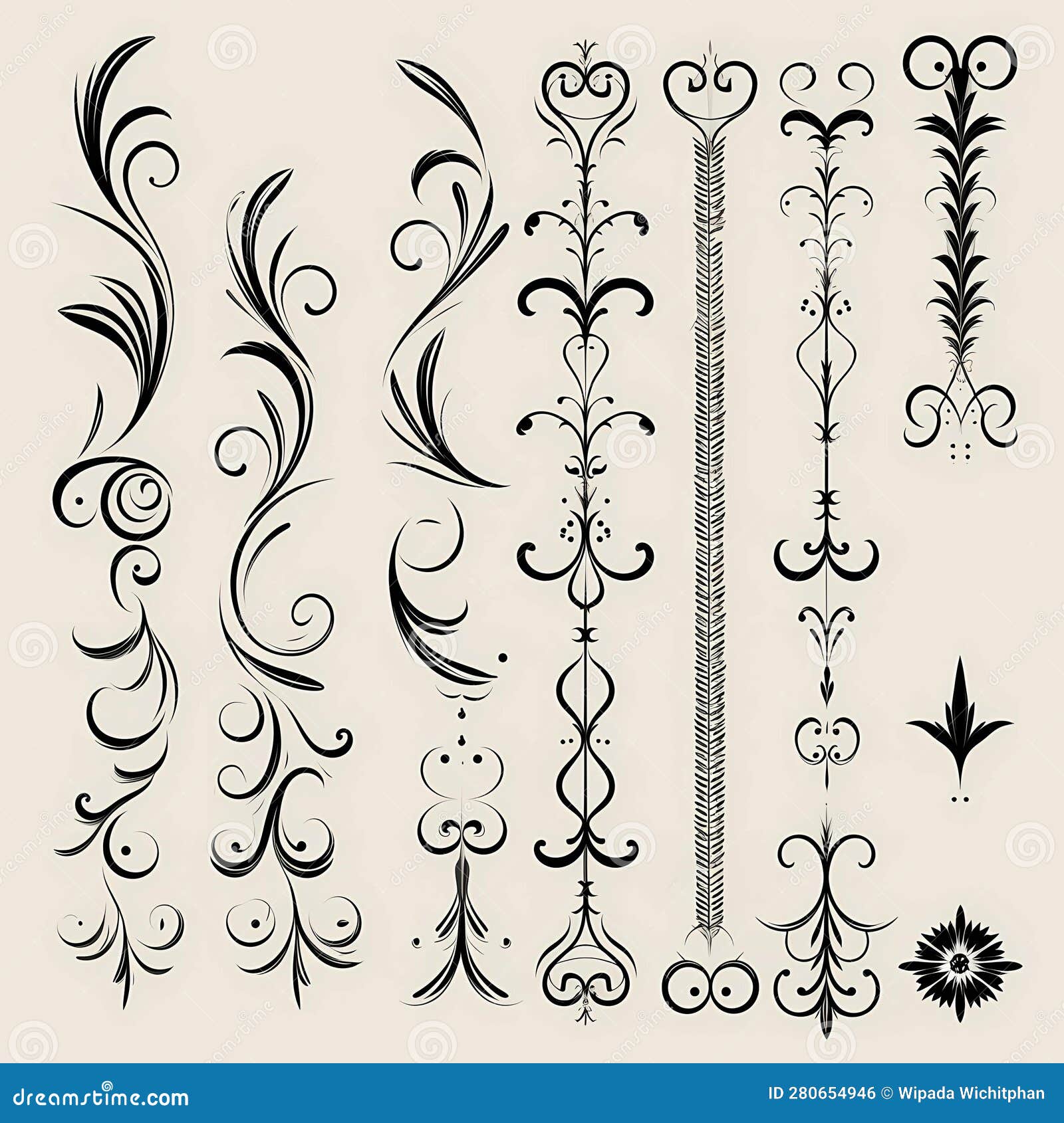 Set of Floral Line Divider Illustration Stock Illustration ...
