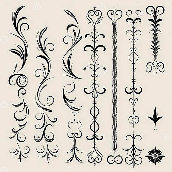 Set of Floral Line Divider Illustration Stock Illustration ...