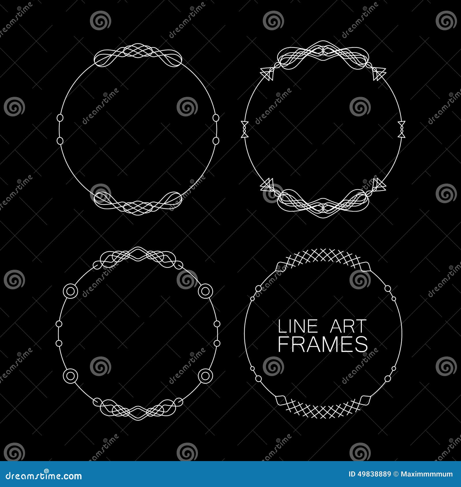 Set of Floral Monogram Frames. Line Art Elements for Desi Stock Vector ...