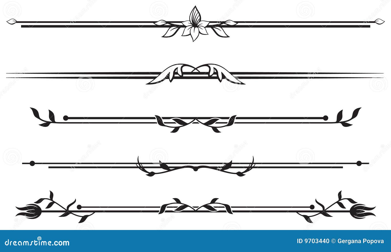 Set of Floral Ornamental Rule Lines Stock Vector - Illustration of ...