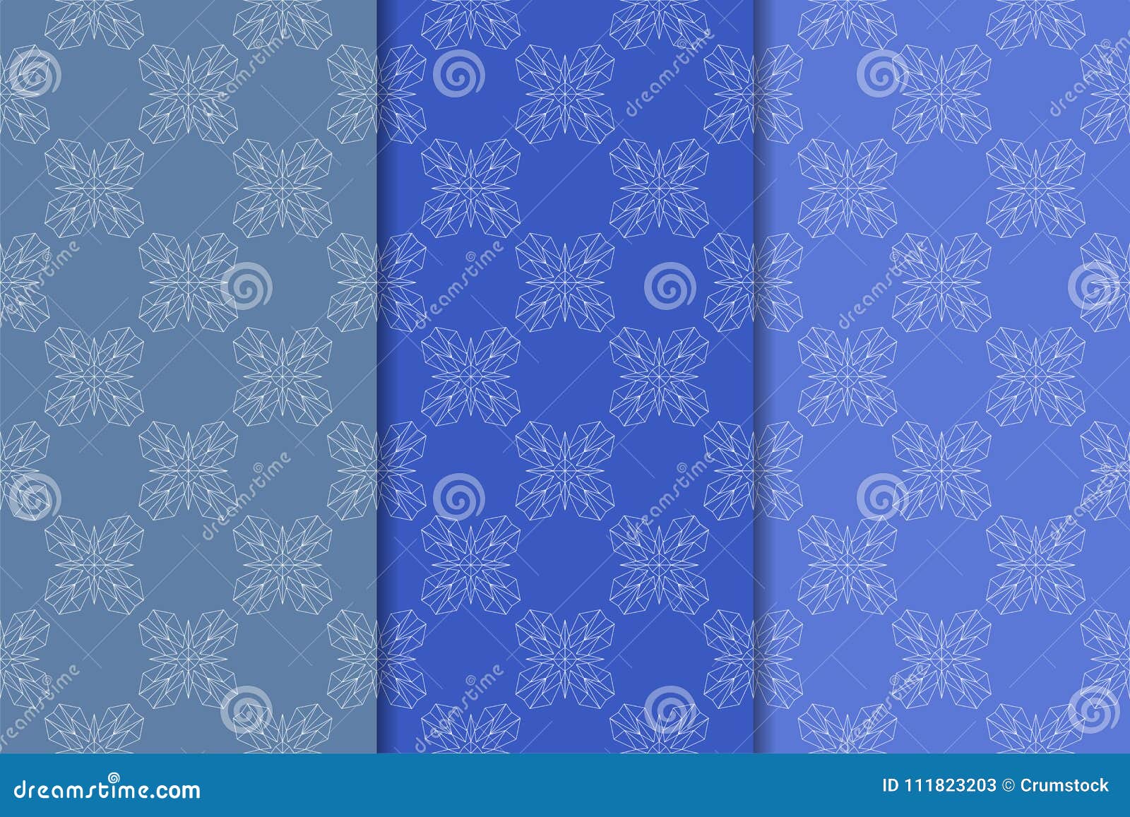 Set of Floral Ornaments. Vertical Blue Seamless Patterns Stock Vector ...