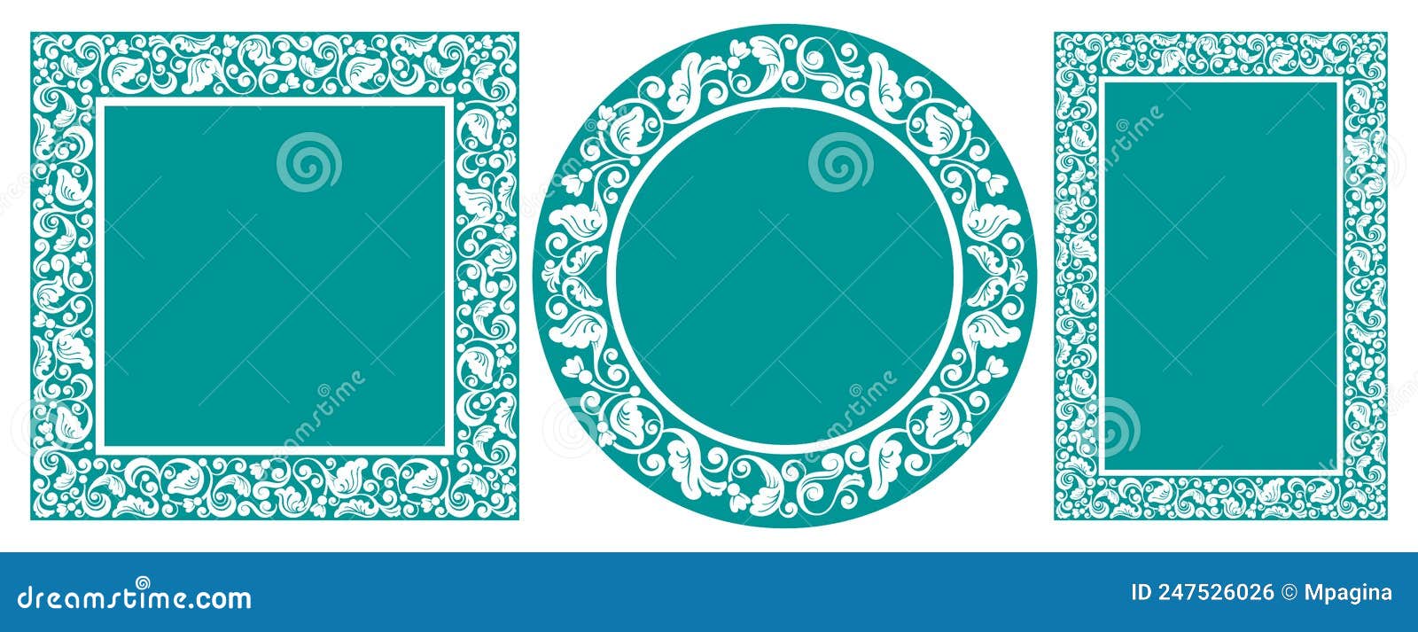 Set of Floral Ornate Frames Stock Vector - Illustration of pattern ...