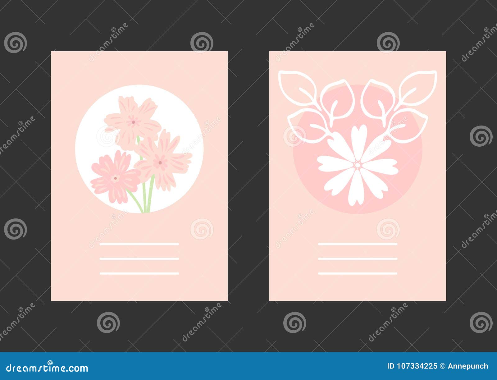Set of Floral Rectangular Vertical Templates for Design of Greeting ...
