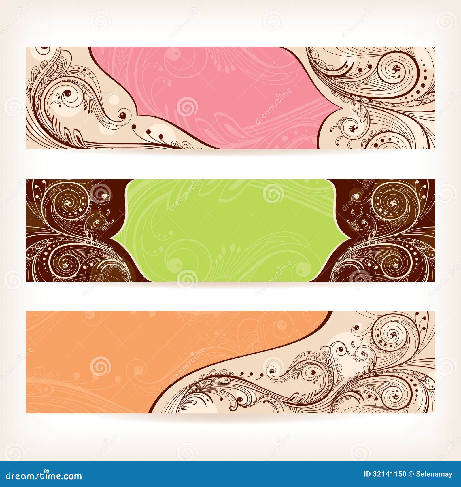 Set of Floral Retro Banners Stock Vector - Illustration of line, floral ...