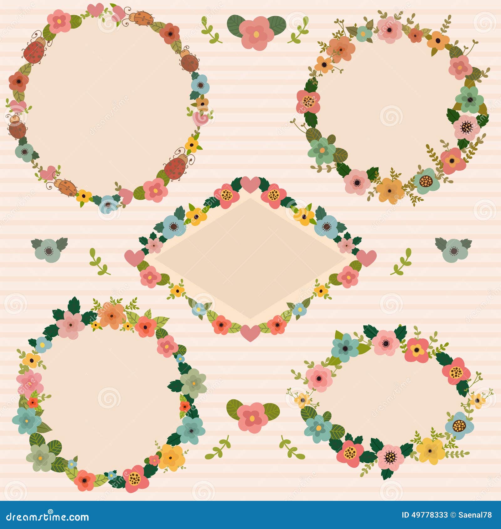 Set of Floral Romantic Frames. Floral Frames Collection Stock Vector ...