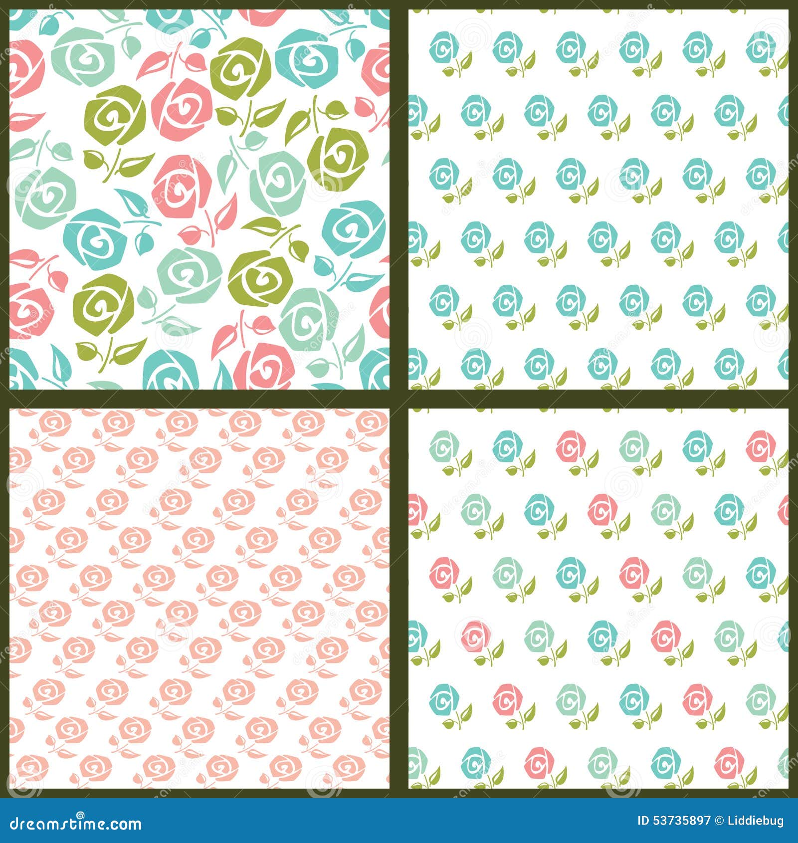 Set of Floral Seamles Patterns. Stock Vector - Illustration of ...