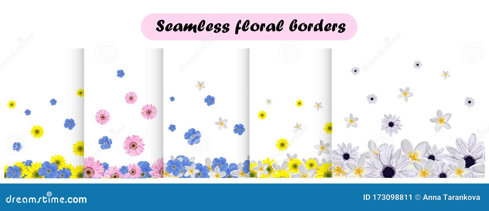Set of Floral Seamless Borders. Repeating Pattern Stock Vector ...