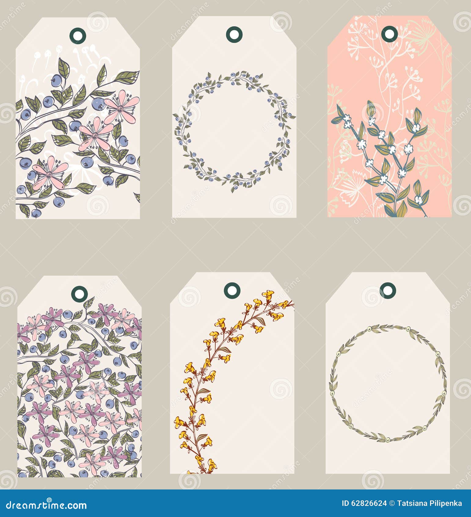 Set of floral tags stock vector. Illustration of invitation - 62826624