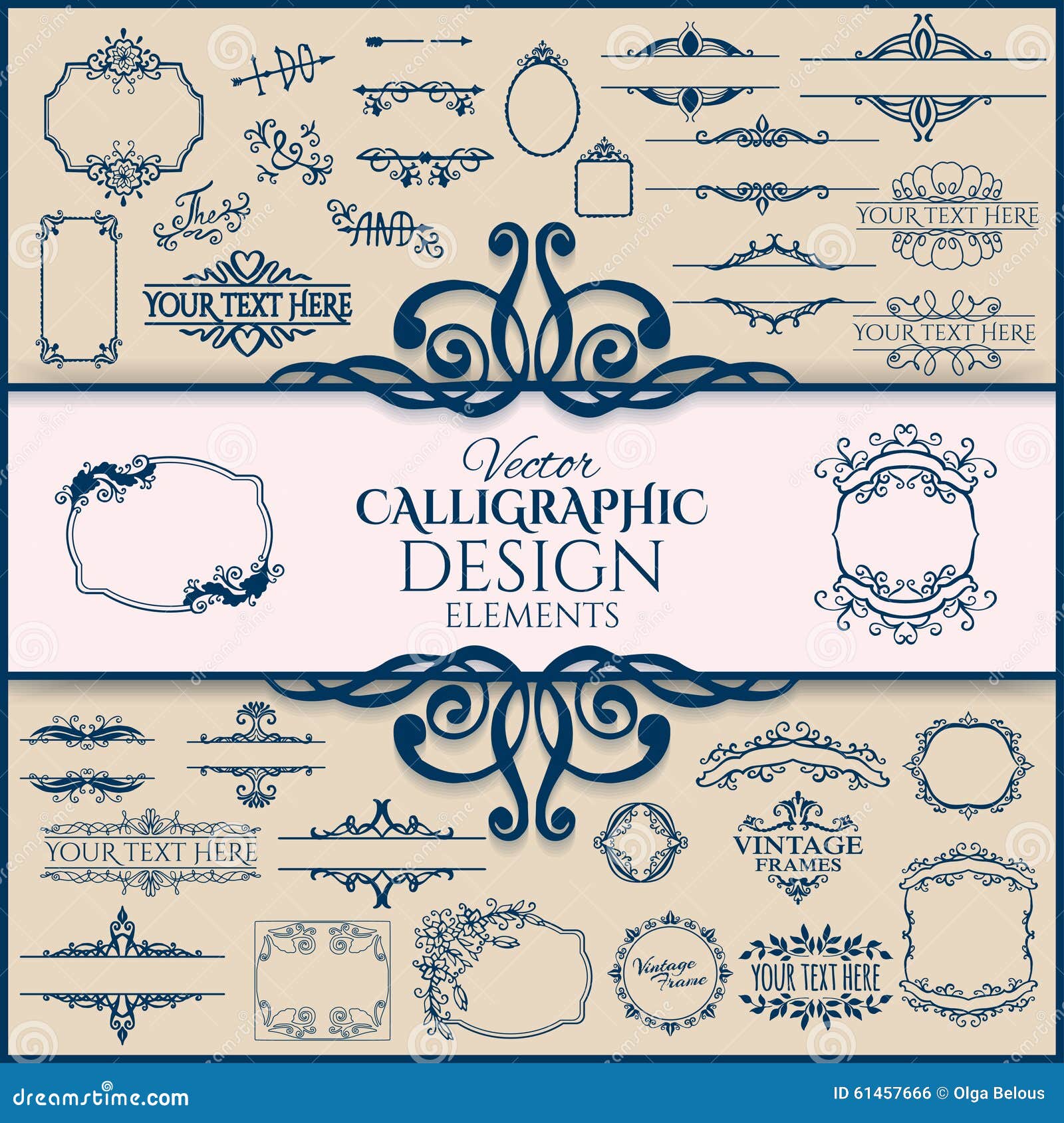 Set of Floral Vintage Calligraphic Frames and Stock Vector ...