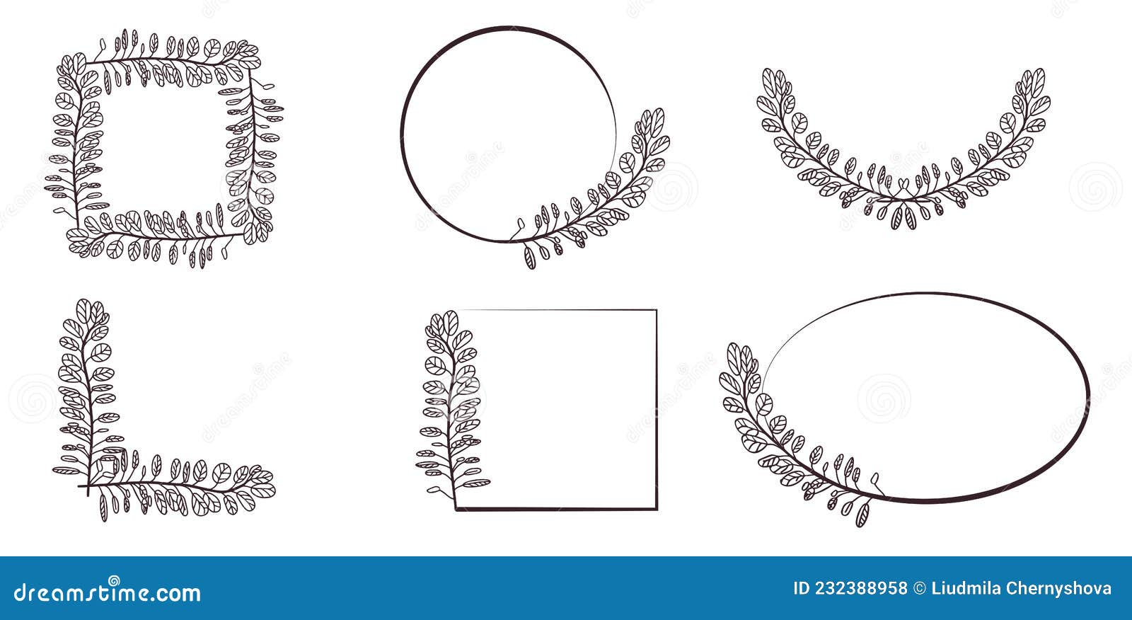 Set of Flourish Frame, Corner Borders. Frames, Corners are Hand-drawn ...