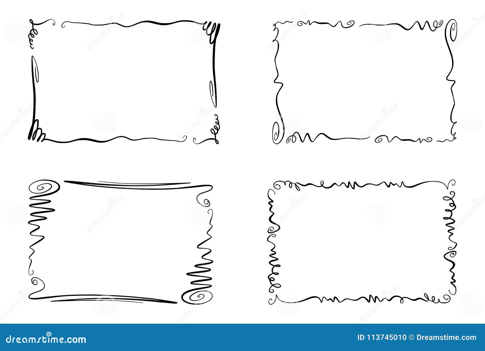 Set of Flourish Vector Frames. Collection of Rectangles with Squiggles ...