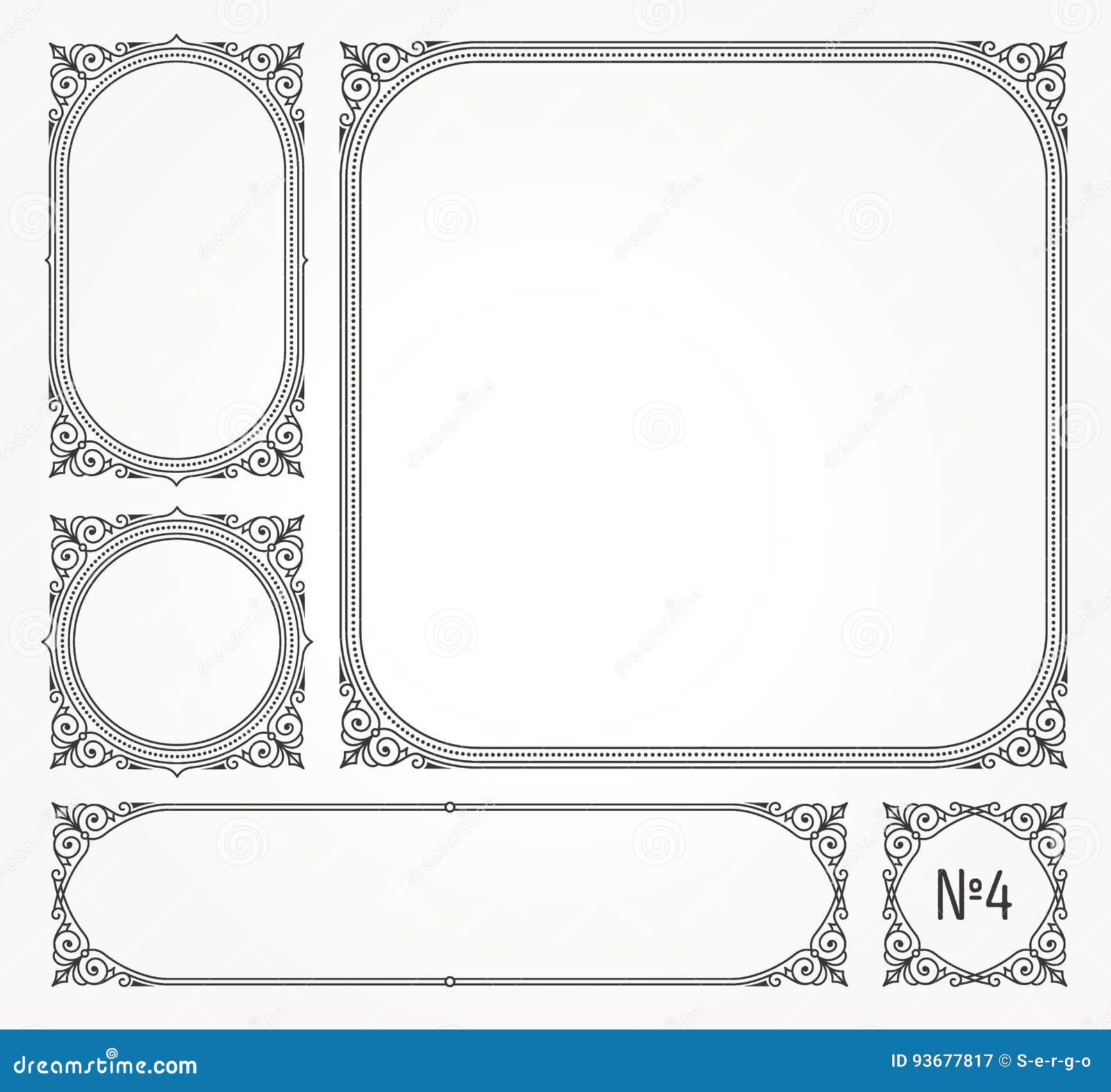 Set of Flourishes Ornamental Frames Stock Vector - Illustration of ...