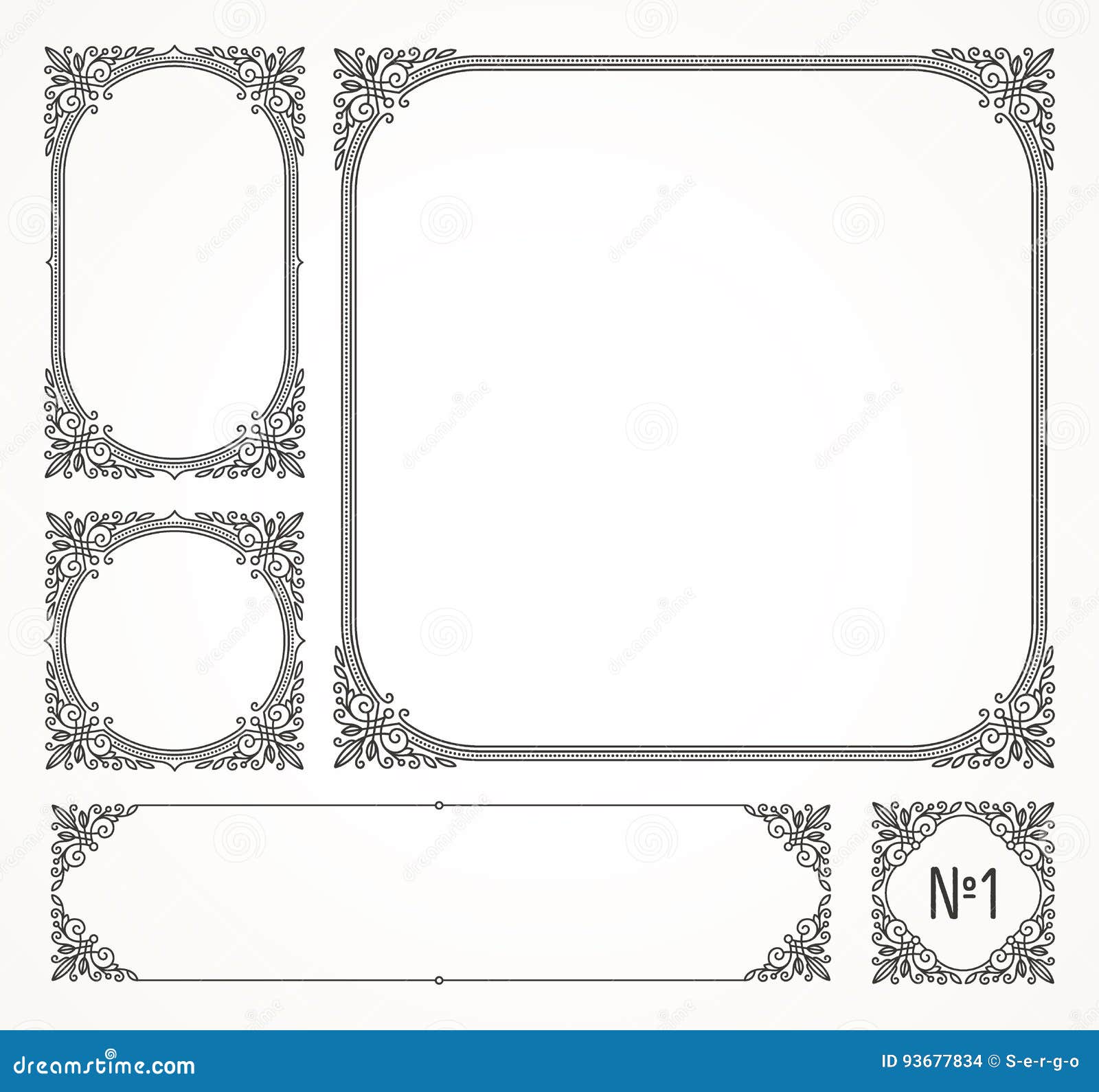 Set of Flourishes Ornamental Frames Stock Vector - Illustration of ...