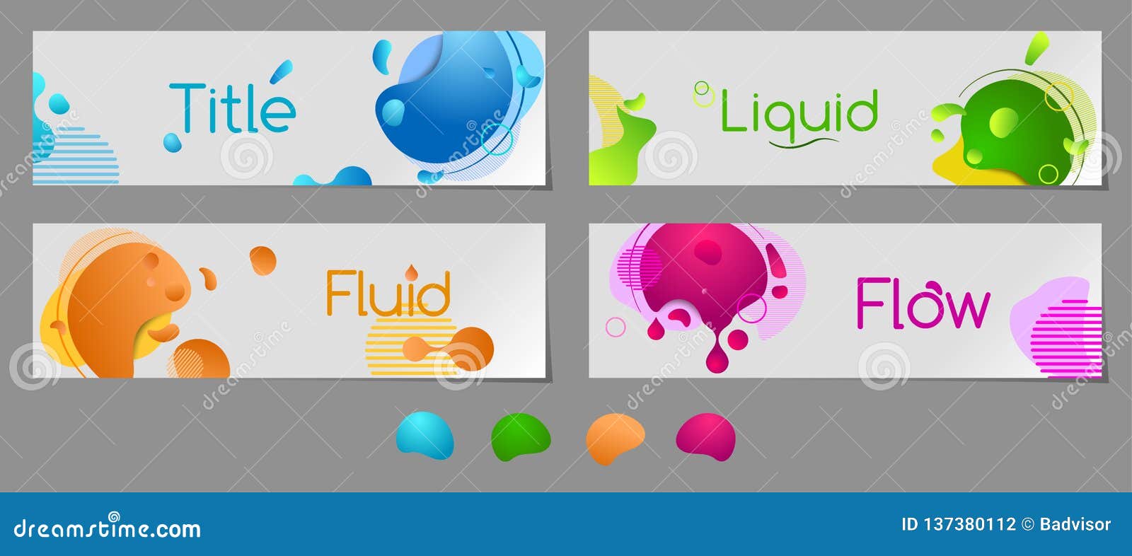 Set of Flow Web Banners, Vector Illustration Stock Vector ...