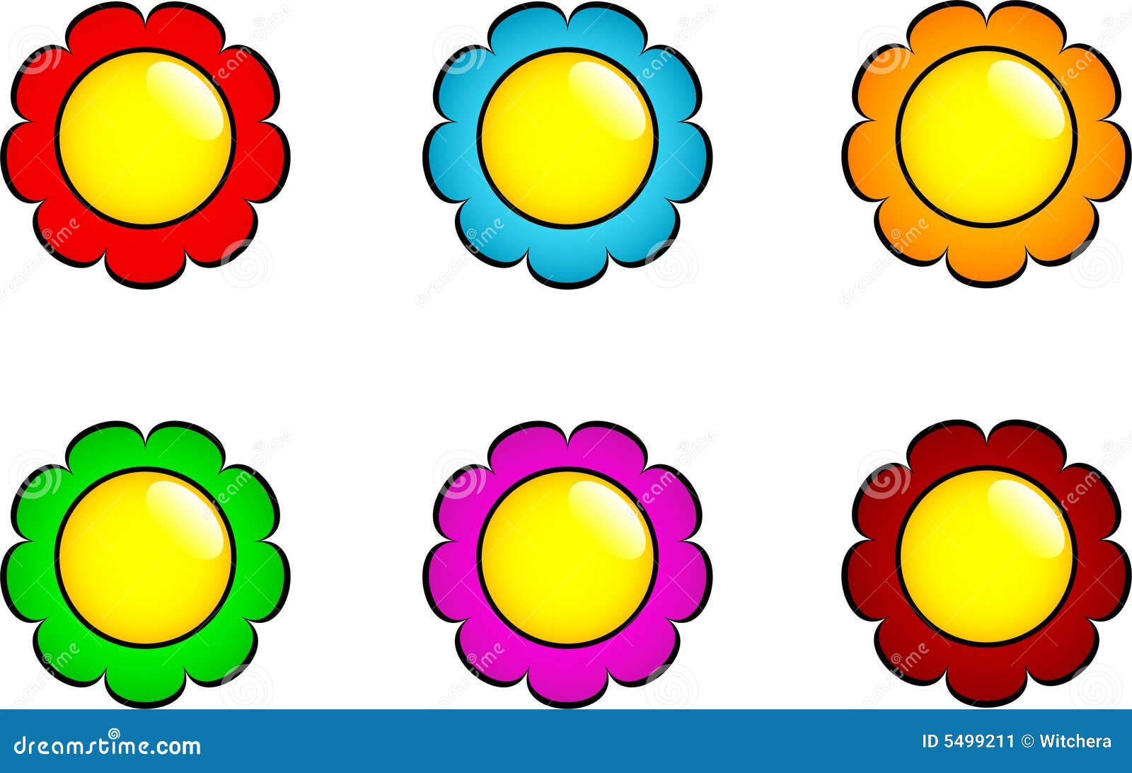 Set of flower buttons stock illustration. Illustration of icon - 5499211