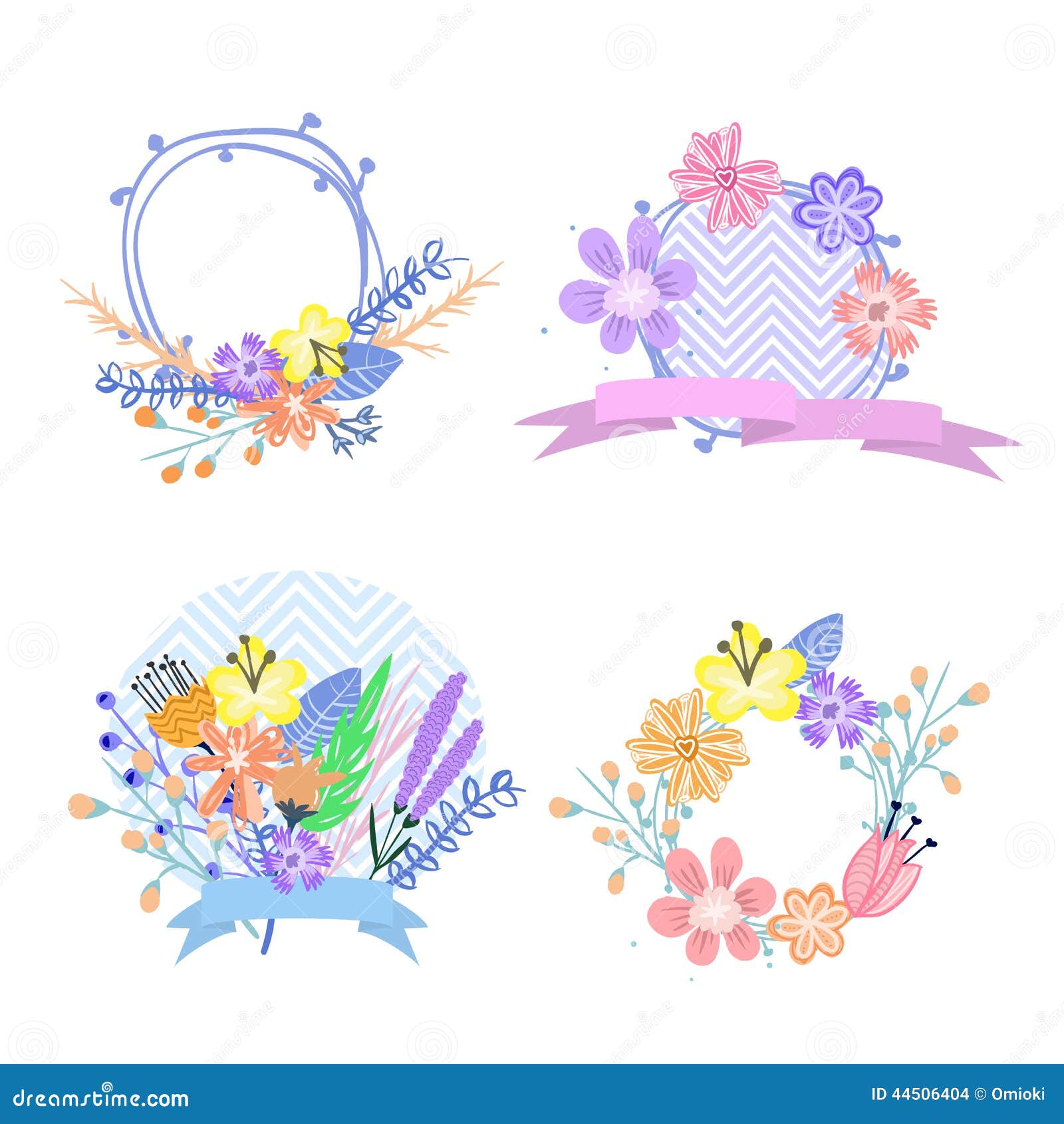 Set of Flower Frames and Labels Stock Vector - Illustration of ...