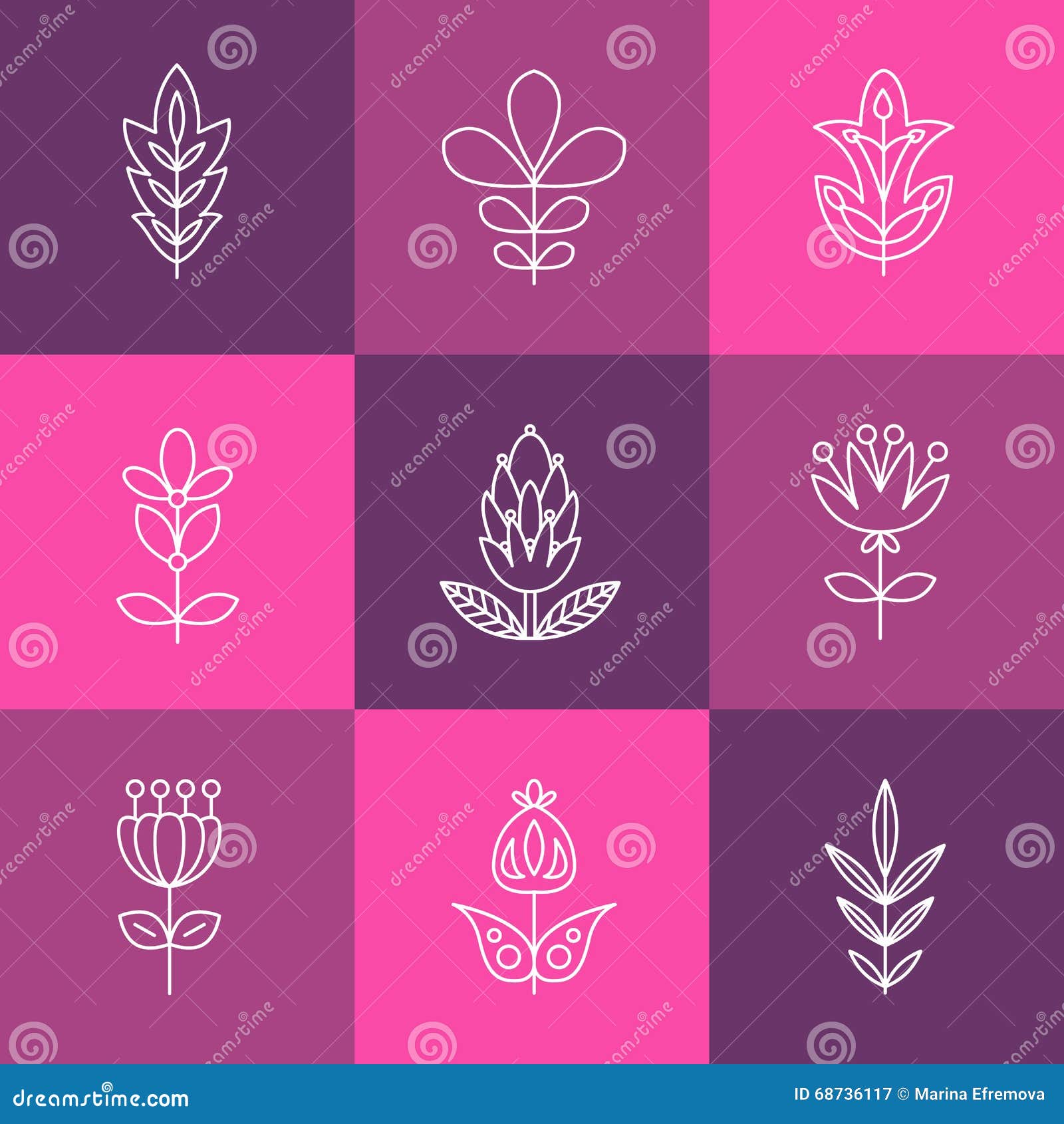 Set of flower graphics. stock vector. Illustration of branch - 68736117