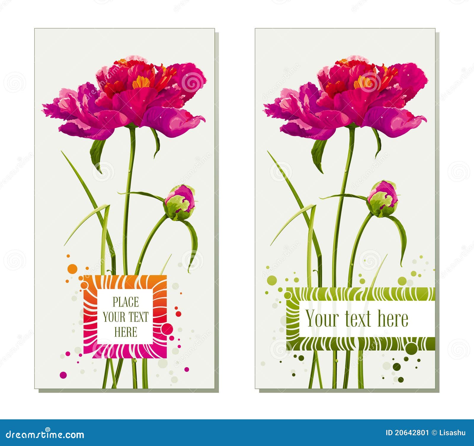 Set of Flower Greeting Cards Stock Vector - Illustration of drawing ...