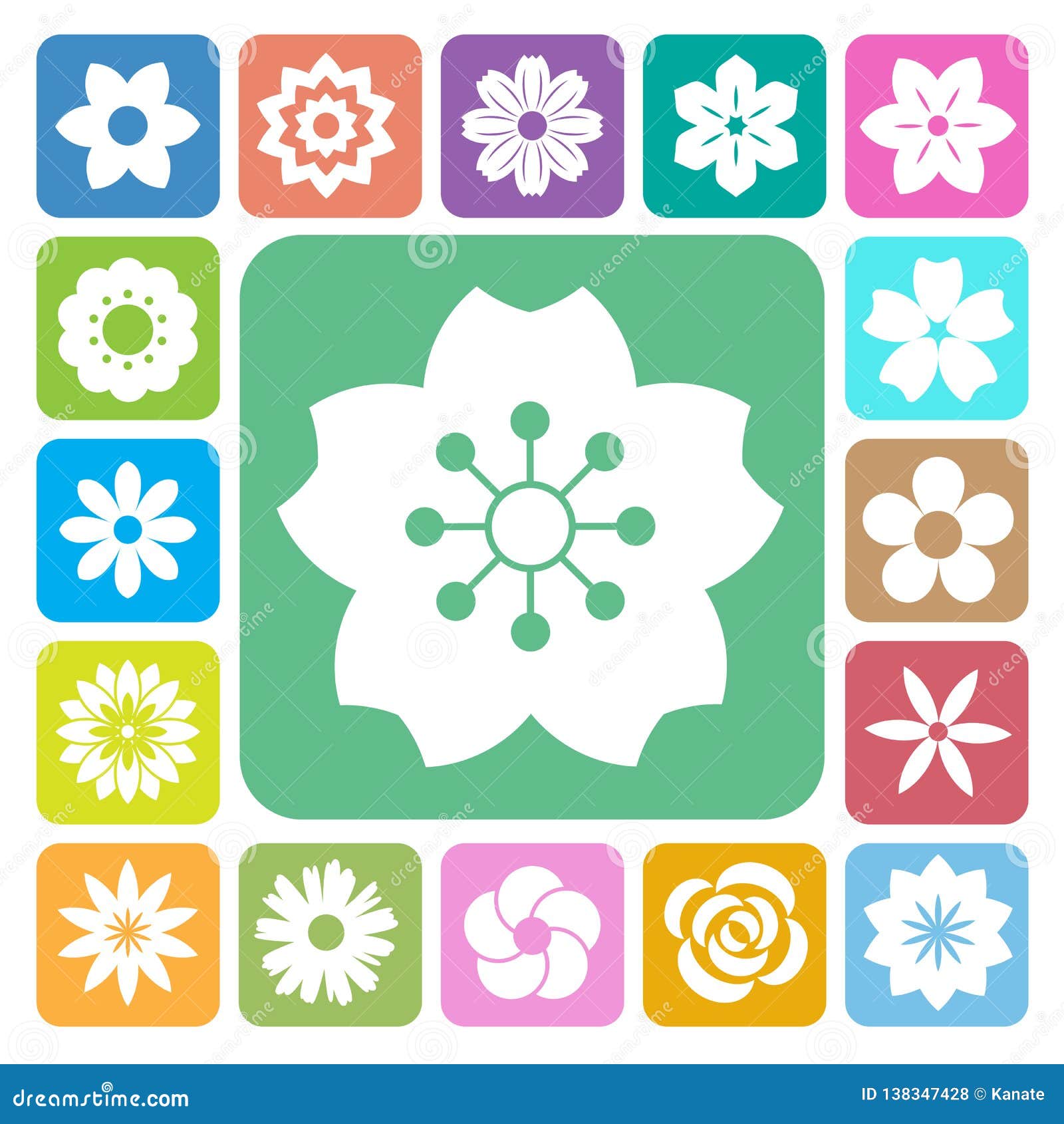 Set of Flower icons stock vector. Illustration of drawing - 138347428