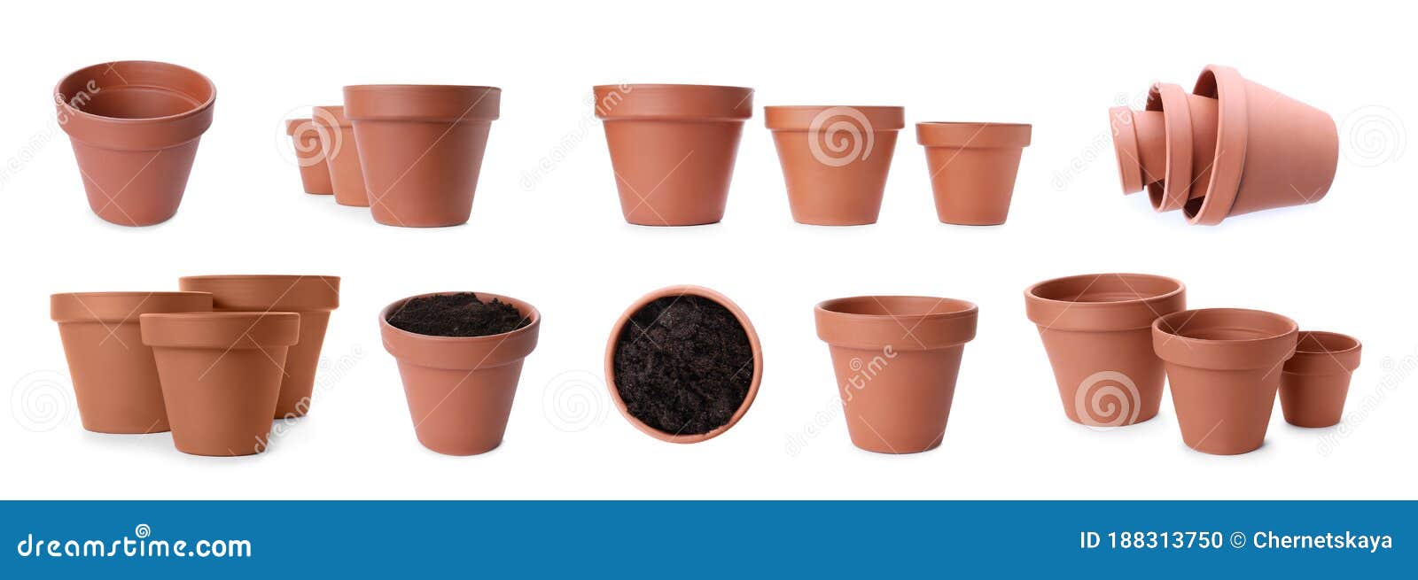 Set of Flower Pots on Background. Banner Design Stock Photo - Image of ...