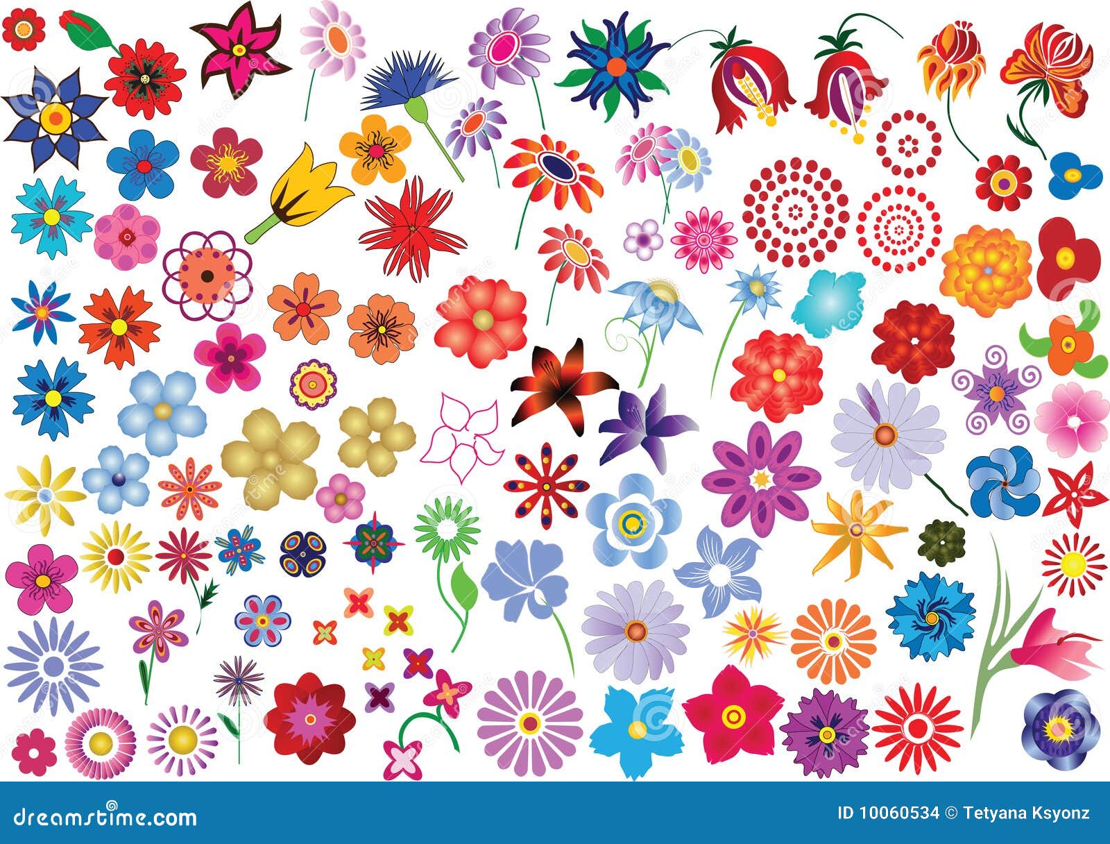 Set of flowers stock vector. Illustration of blossom - 10060534