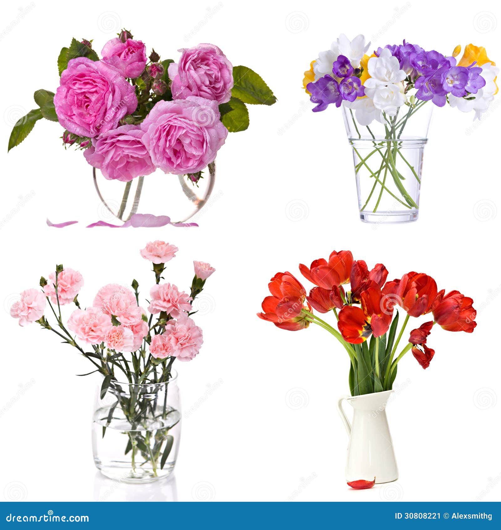 Set of flowers on white stock image. Image of color, mixed - 30808221