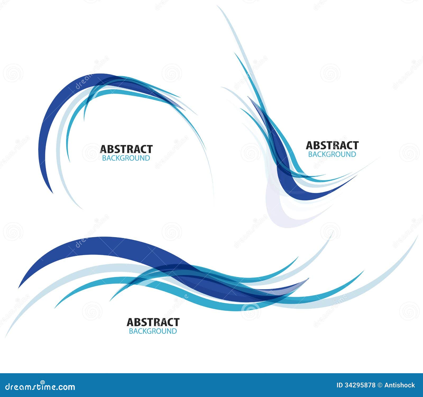 Set of Flowing Blue Wave Lines Stock Vector - Illustration of blank ...