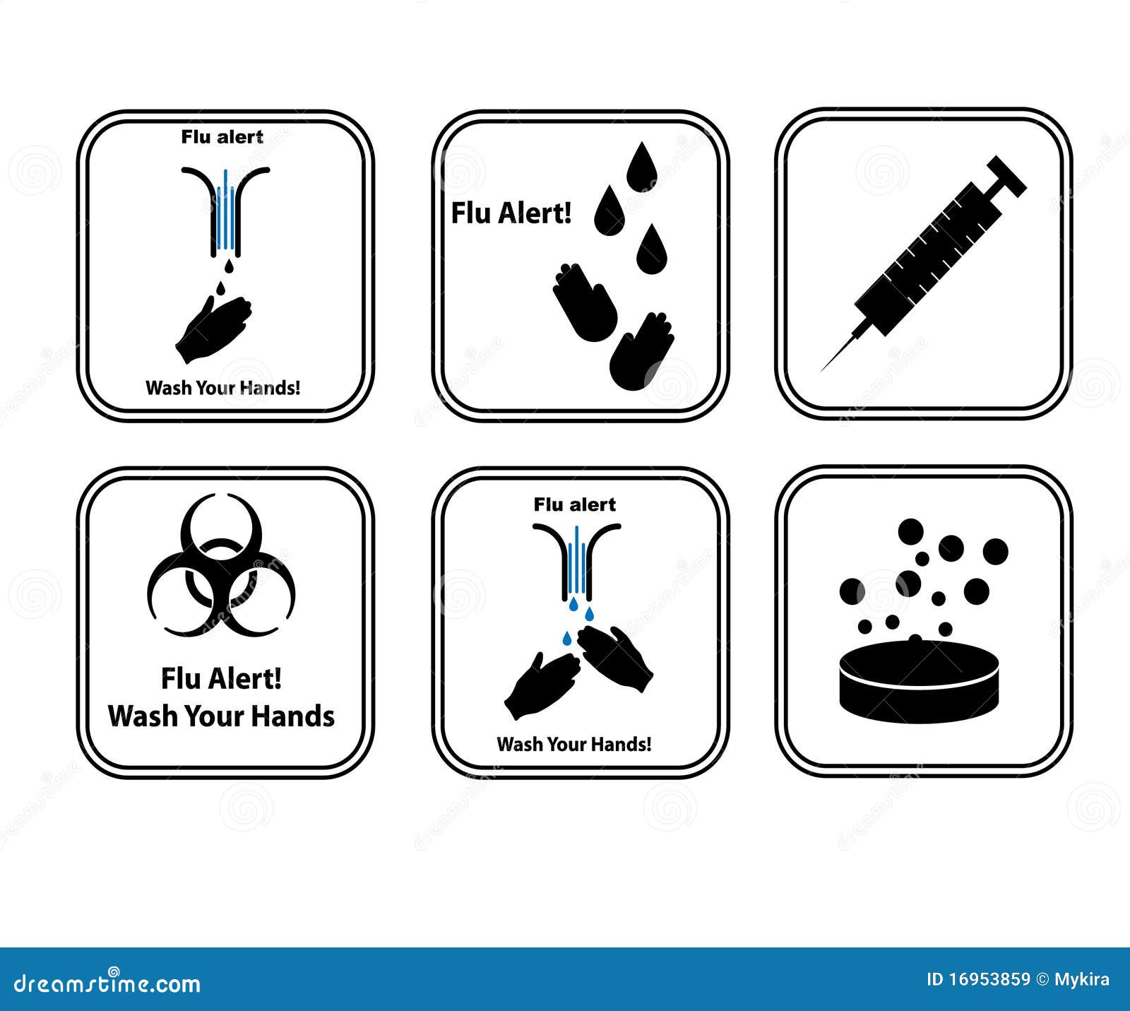 Set of flu alert icons stock vector. Illustration of h1n1 - 16953859