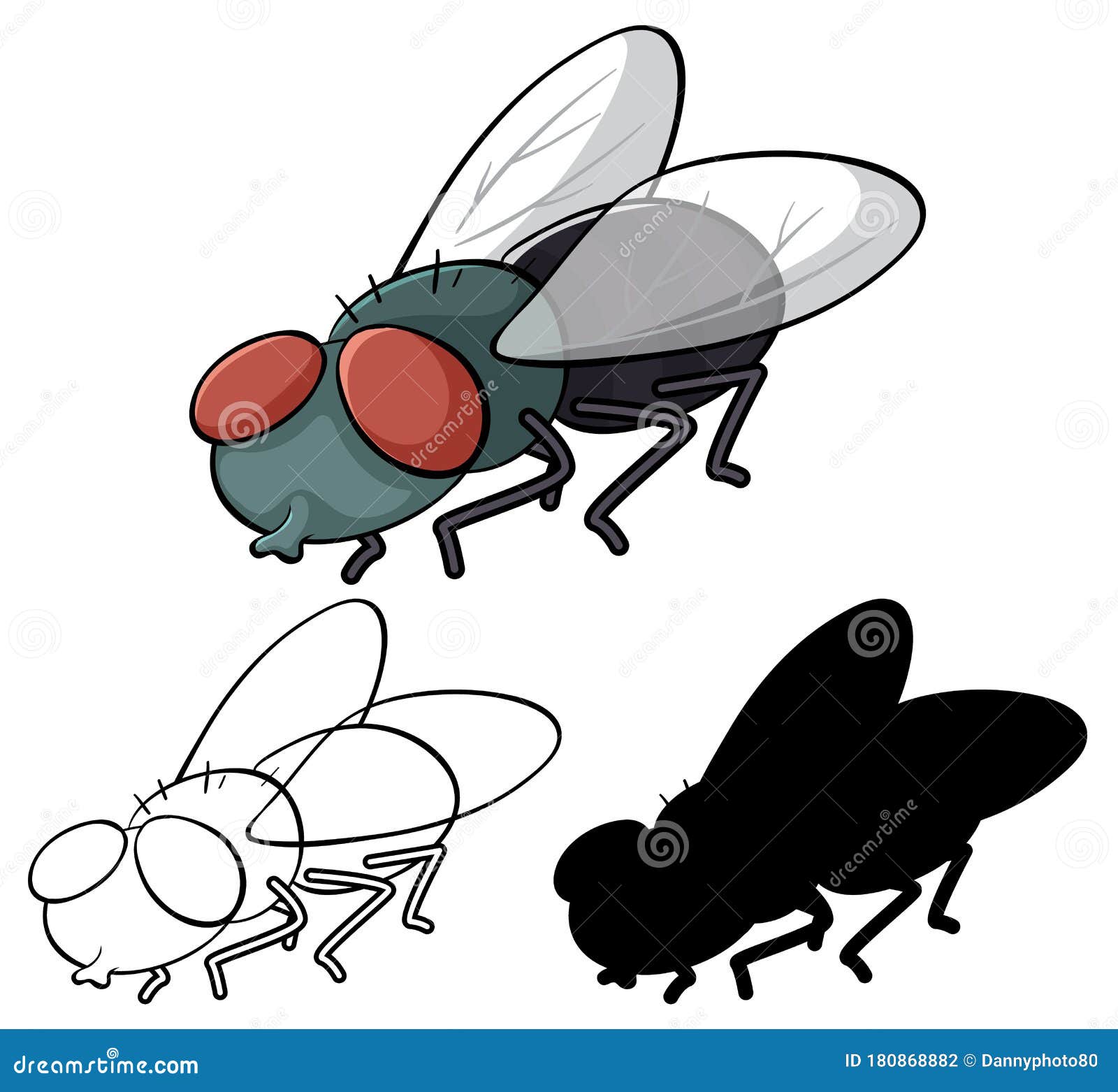 Set of fly cartoon stock vector. Illustration of colour - 180868882